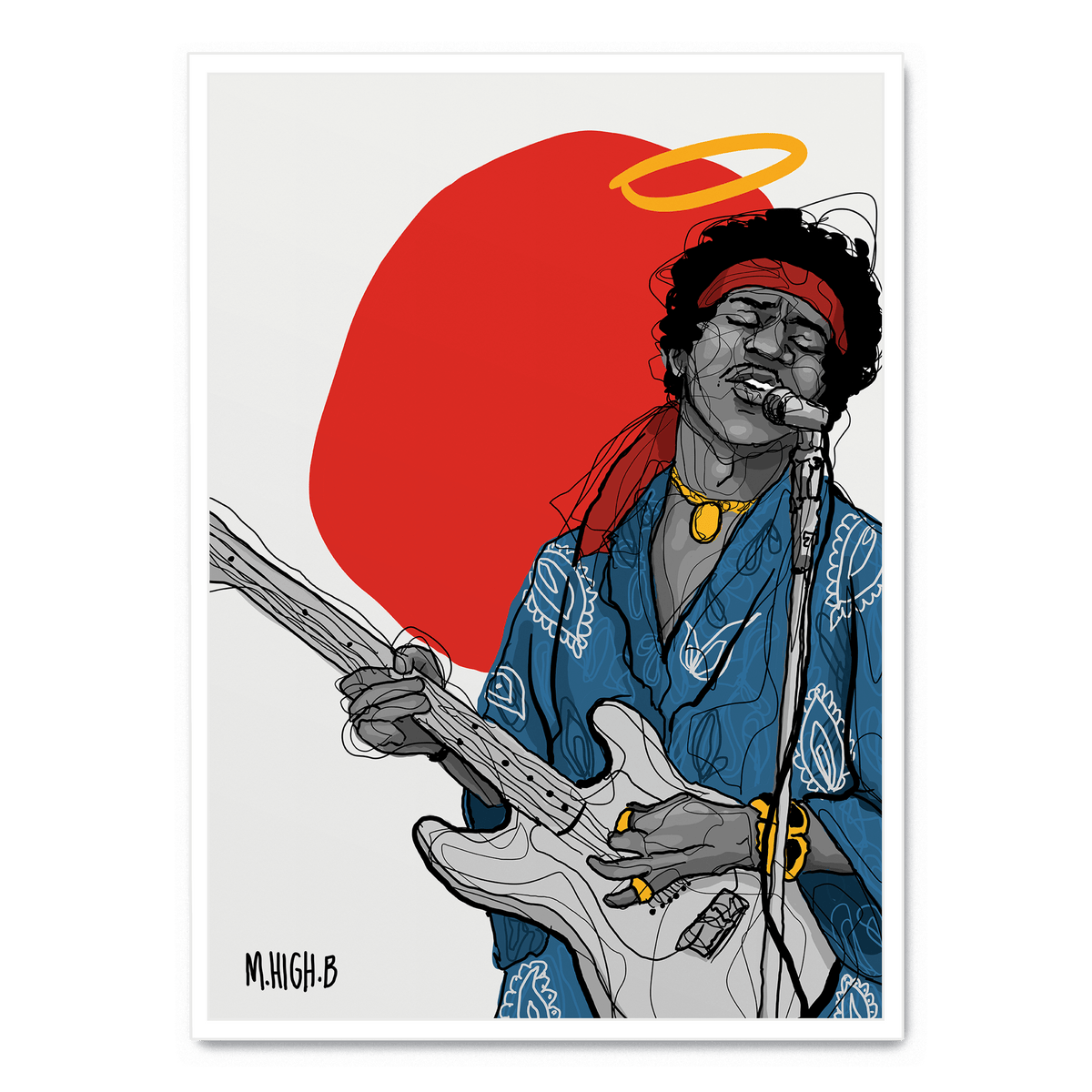 Jimi Hendrix x M.HIGH.B poster | Postera.art